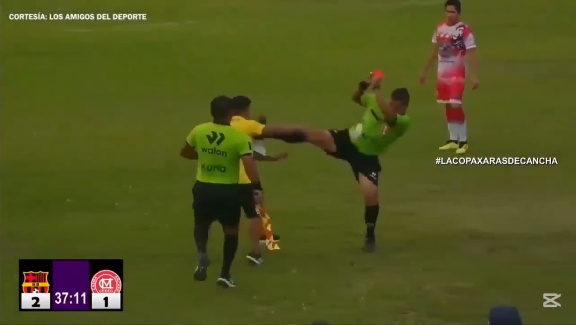 WATCH: Referee Launches Karate Kick At Coach During Copa Peru Clash