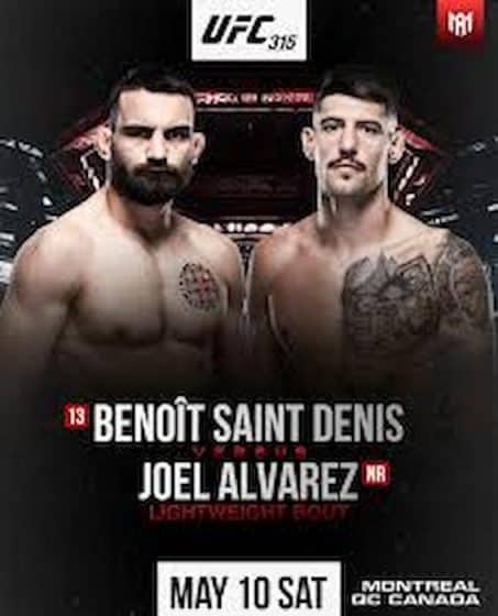 Benoit Saint-Denis vs. Joel Alvarez Set for UFC 315 in Lightweight Clash